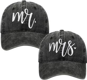 Generic Chapeau brod&eacute; pour la Saint-Valentin 2026 pour couples avec visi&egrave;re pare-soleil, gris fonc&eacute;, Taille unique