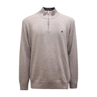 Brooksfield Woll-Halbzip-Pullover Hergestellt in Italien - - Knitwear - Herren - Grau - 2XL