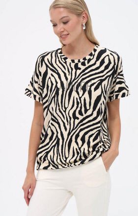 Passioni T-Shirt mit Zebra-Print und Strasssteinen