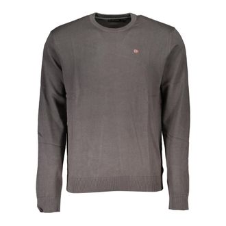 Napapijri Homme, Pulls, Gris, Taille: 2XL Pull Gris &agrave; Manches Longues avec Logo Brod&eacute;