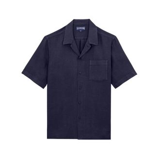 Vilebrequin Bowling Leinenhemd Uni - - Shirts - Herren - Blau - M