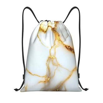 Generic Motif Marbre Blanc Homme Femme Sac &Agrave; Dos &Agrave; Cordon Grand Sac &Agrave; Cordon R&eacute;sistant Gym Sack Pour Plage Natation Vacances Piscine
