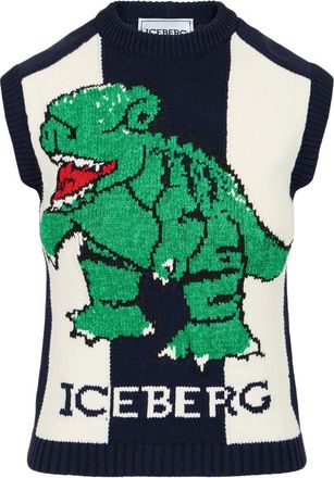 Iceberg Femme, Tops, Multicolore, Taille: 38 FR Pull sans manches &agrave; col rond avec incrustation