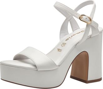 Tamaris Damen Sandalen mit Absatz Blockabsatz; WHITE MATT/weiß; 40 EU