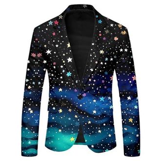 Generic Veste pour homme - Aspect &agrave; paillettes imprim&eacute; - Effet scintillant - Veste de costume pour carnaval, f&ecirc;te - Coupe ajust&eacute;e - Blazer pour spectacle - Co