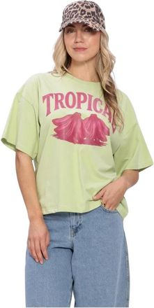 Ydence T-shirt Tropical - - Tops - Damen - Gr&uuml;n - XS
