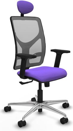 Piqueras y Crespo Ergonomischer Stuhl mit 2D-Armen, h&ouml;henverstellbare Lendenwirbelst&uuml;tze und festes Kopfteil, ausgestattet mit 3 Positionen und Schneidschaum, Grau/Lila