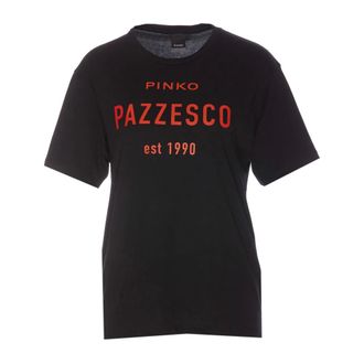 Pinko Pinko, Femme, Tops, Noir, Taille: 40 FR T-shirts et Polos Noirs avec Impression