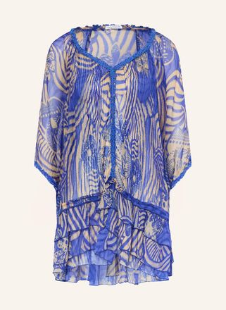 Poupette St Barth Strandkleid Nava Aus Seide Mit 3/4-Arm blau