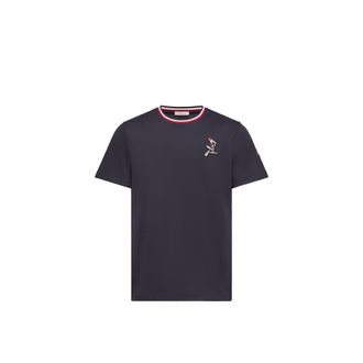 Moncler Moncler T-shirt En Coton &Agrave; Empi&egrave;cement Logo Monduck, Homme, Bleu, Taille: 3xl