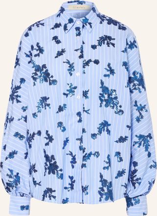 Lilienfels Lilienfels Oversized-Hemdbluse Mit Pailletten blau