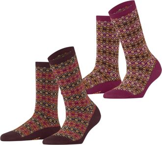 Esprit Damen Scandinavian Multipack W So Baumwolle Gemustert Socken, Rot Purple Wood 0030, 35-38 (2er Pack)