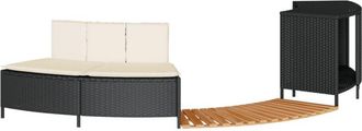 vidaXL Whirlpool-Umrandung Schwarz Poly-Rattan und Massivholz Akazie vidaXL