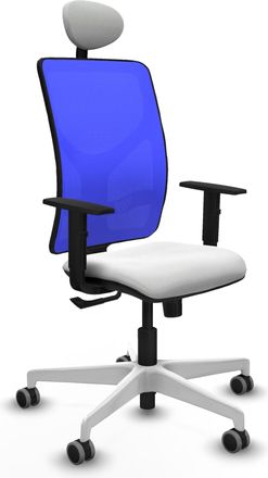 Piqueras y Crespo B&uuml;rostuhl 8H mit 1D-Armen, h&ouml;henverstellbare Lendenwirbelst&uuml;tze und festes Kopfteil, ausgestattet mit 3 Positionen und Schneideschaum, Blau/Wei&szlig;