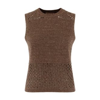 MC2 Saint Barth Femme, Tops, Brun, Taille: 40 FR Aire Crochet Top