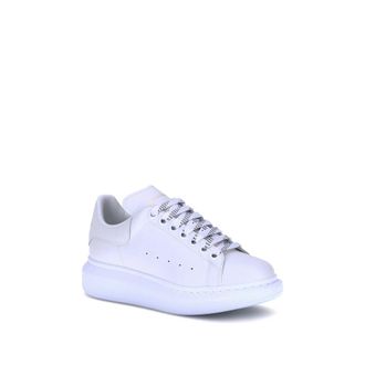 Alexander McQueen Womens White Calf Leather Bos Taurus Platform Sneakers