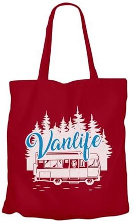 Fabulous Tote Bag Sac Shopping en Toile Rouge - Vanlife Voyage Van Camping Car Nature - 10 L