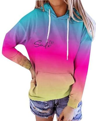 Generic Sweat &agrave; capuche pour femme - Avec lettre imprim&eacute;e - Col rond - D&eacute;contract&eacute; - Manches longues - Haut tendance - Automne - Y2k, rouge, XXL