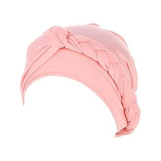 Generic Bonnet Chimio Turban Pr&eacute;-Nou&eacute; pour Femme - Hijab Tress&eacute; - Pour Perte de Cheveux, Cancer - 3 - Rose, Taille Unique