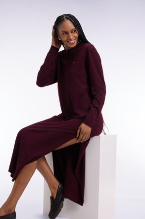 Eden Park Robe En Laine M&eacute;rinos Bordeaux &Agrave; Col Rond