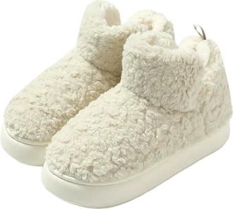 Generic YUJIEBB Bottines dhiver chaudes et &eacute;paisses en peluche pour femme et homme, blanc, 41.5 EU