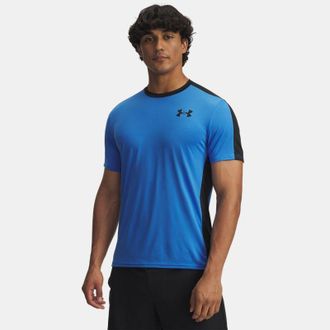 Under Armour HeatGear Kurzarm Oberteil mit Schriftzug f&uuml;r Herren Blau Atlantis / Schwarz / Schwarz XXL