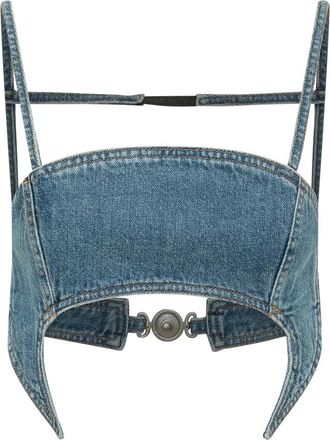 Marine Serre Femme, Tops, Bleu, Taille: 38 FR Moon Denim Bra Top