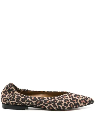 Anna F. ballerines satin&eacute;es &agrave; imprim&eacute; l&eacute;opard - Marron