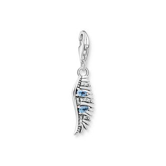 Thomas Sabo Charm-Anh&auml;nger Ph&ouml;nix Feder mit blauen Steinen 925 Sterlingsilber 1905-644-1