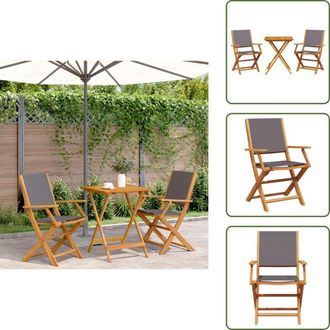 vidaXL 3-tlg. Bistro-Set Anthrazit Stoff und Massivholz - Outdoor M&ouml;bel - Gartenm&ouml;bel - Esszimmergarnitur - Holztisch - Klapptisch - The Living Store