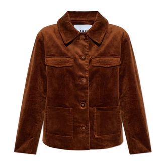 Ganni Blazer en velours c&ocirc;tel&eacute; - Femme - Vestes - Brun - Taille: 38 FR