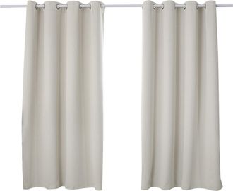 Woltu 2er Set Gardinen mit Ösen, Verdunklungsvorhang für Wohnzimmer Schlafzimmer, Blickdicht, gegen Kälte und Hitze, 250g/m² Dicke,135x175 cm, Creme