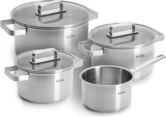 Woll Steel Edelstahl Topfset - 7-teiliges Kochtopfset, induktionsgeeignet, für alle Herdarten, spülmaschinenfest, korrosionsbeständig, Silber