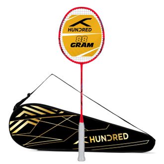 Hundred Powertek 2000 PRO Badmintonschl&auml;ger mit Vollh&uuml;lle (Rot, Gr&ouml;&szlig;e: Standard, Griffgr&ouml;&szlig;e: G6) Aufgereiht Material: Graphit F&uuml;r fortgeschrittene Spieler Gew