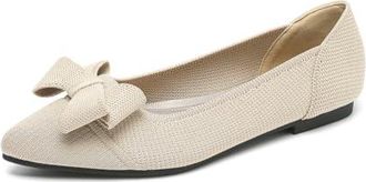 Generic Chaussures de danse latine pour femme - Chaussures plates &agrave; enfiler pour femme - Confortables et &eacute;l&eacute;gantes - Avec noeud - Bleu - Pointure 38 - Confort