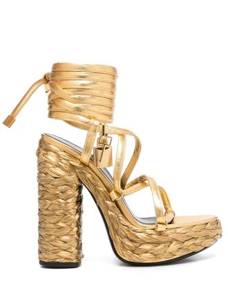 Tom Ford sandales plateforme 140 mm &agrave; effet m&eacute;tallis&eacute;