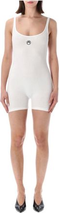 Marine Serre Femme, Combinaisons et Ensembles, Blanc, Taille: 42 FR Short Catsuit Moon Logo