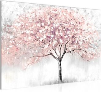Runa Art Bild Baum Herbst Modern Wandbilder Wohnzimmer Schlafzimmer - Made In Germany - Natur Grau Rosa Flur 053215b