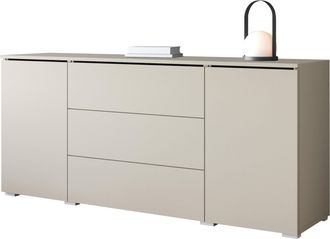 Mirjan24 Kommode Doppo 150 mit 3 Schubladen und 2 T&uuml;ren, Griffloses &Ouml;ffnungssystem, Anrichte, Sideboard, Highboard, Mehrzweckschrank (Cashmerebeige, ohne Beleu