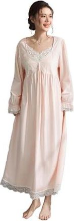 Generic Vintage Victorienne Chemise de Nuit pour Femmes Princess V&ecirc;tements de Nuit en Col V Long Nightgown Robe de Chambre &agrave; Manches Longues
