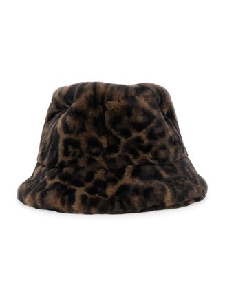 Apparis Womens Bucket Hat Leopard Motif Brown Polyester