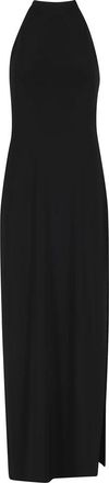 Norma Kamali Femme, Robes, Noir, Taille: 36 FR Halter Long Dress W/ Side Slit