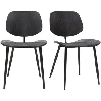 Miliboo St&uuml;hle schwarzes Holz und schwarzes Metall (2er-Set) tobias