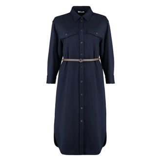 PESERICO Klassisches Hemdblusenkleid aus Wollmischung - - Dresses - Damen - Blau - XL
