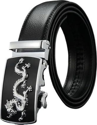 Generico Ceintures pour hommes avec boucle automatique Nouvelles ceintures en cuir pour homme daffaires bracelet noir, Sliver, 110
