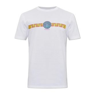 Versace Bedrucktes Baumwoll-Jersey Slim T-Shirt - - Tops - Herren - Wei&szlig; - M