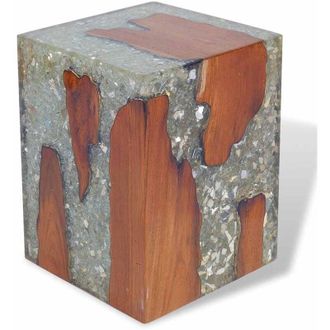 vidaXL Vidaxl - Tabouret Bois de teck massif et r&eacute;sine