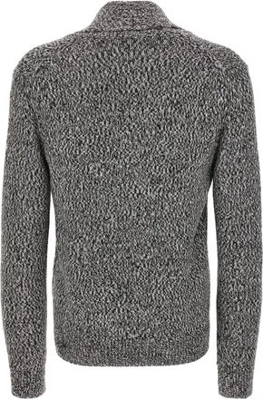 Brioni Virgin Wool Moulin&eacute; Shawl Collar Cardigan - Gray