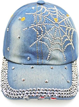 Glamexx24 Jeans Baseball Cap Damen Verstellbare Basecap mit Strasssteinen Atmungsaktive Baumwolle Baseballkappe f&uuml;r Outdoor Running Tennis Golf
