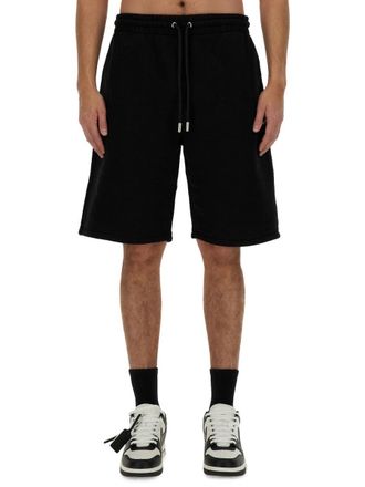 Off-white Logo-Embroidered Cotton Bermuda Shorts - Black